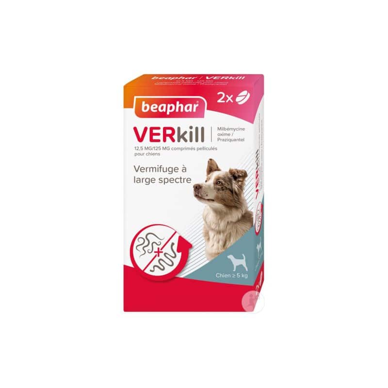 Beaphar VERkill 12.5/125 mg Vermifuge Chien – 2 comprimés | Zoo Santé